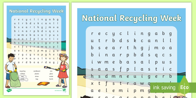 Recycling Week Word Search | Australian Primary Resource