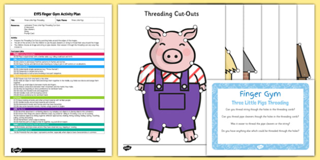 EYFS The 3 Little Pigs Threading Finger Gym Plan and Resource Pack