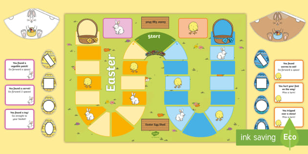 2D Shape Easter Bunny Hop Board Game (teacher made)