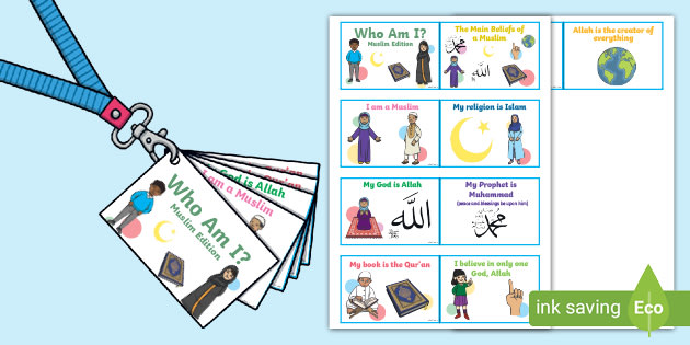 Who Am I Muslim Edition Lanyard Cards (teacher made)