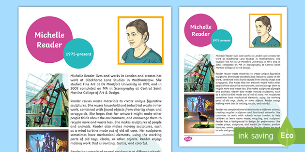 Artist Fact Sheet Michelle Reader (teacher made)
