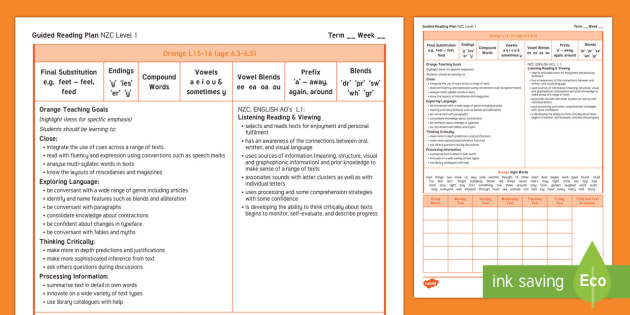 New Zealand Orange Guided Reading Weekly Plan (teacher made)