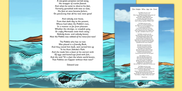 The Pobble Who Has No Toes Edward Lear Poem Print Out