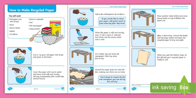 How to Make Recycled Paper Instructions (teacher made)