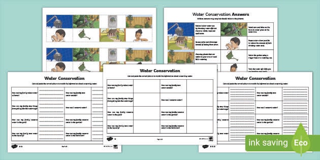 Water Conservation Differentiated Worksheets Year 2 Science