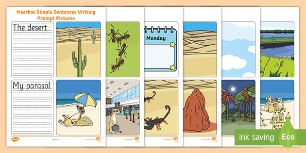 Meerkat Simple Sentence Writing Prompt Pictures Activity