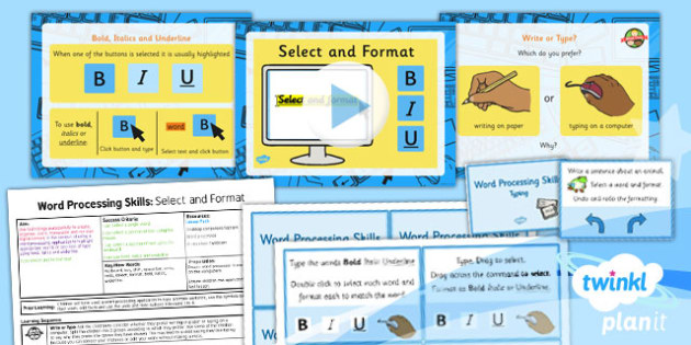 Computing Microsoft Word Processing Skills Select And Format Year 1 Lesson