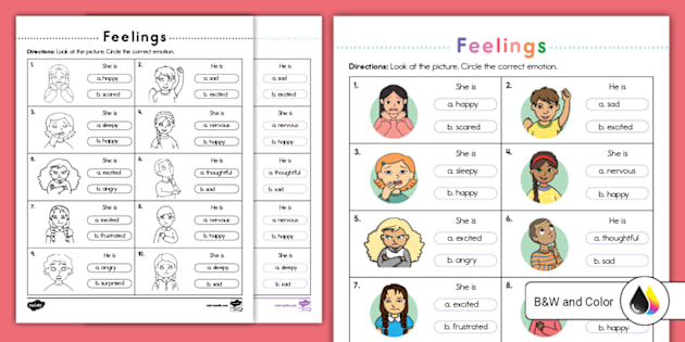 Feelings Worksheet Esl Emotions And Feelings Worksheets
