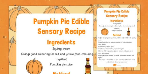 Pumpkin Pie Edible Sensory Recipe - pumpkin pie, edible, sensory, recipe