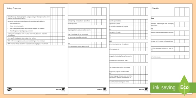 New Zealand Level 4 Writing Individual Tracker Checklist