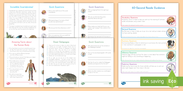 * NEW * 60 Second Reads: Animals and Living Things Activity Pack - living