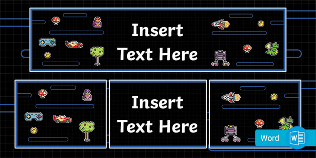 Editable Bulletin Board Banner - Retro Games Theme
