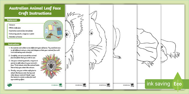 Australian Animal Leaf Craft Activity (teacher made)
