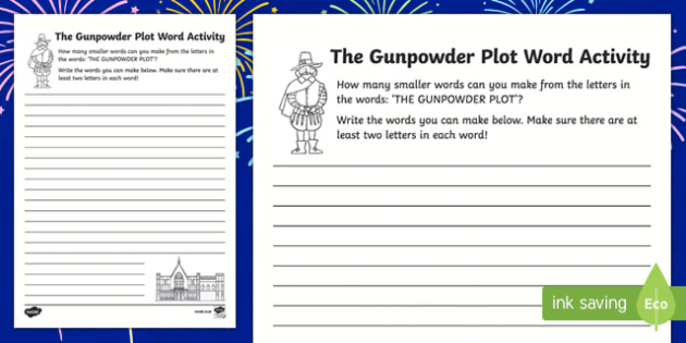 Gunpowder Plot Make a Word Activity (teacher made)