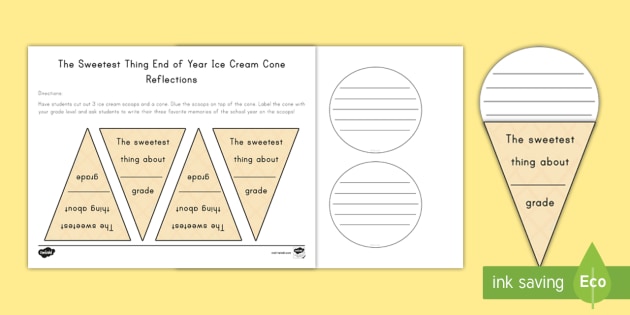 The Sweetest Thing End of Year Ice Cream Cone Reflections