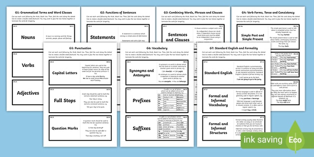 Year 6 SATs Survival Grammar Definition Flashcards Year 6 SATs Survival Grammar Definition Flashcards