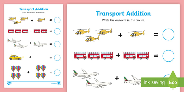 FREE! - Transport Addition Sheet (teacher made)