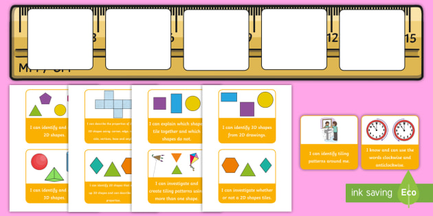 CfE First Level Shape, Position and Movement Ruler Display Target Cards