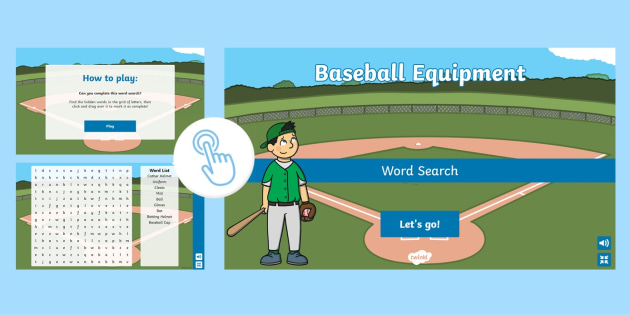 Baseball Equipment Interactive Word Search (teacher made)