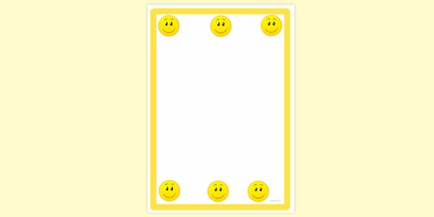 FREE! - Smiley Face Page Border | Page Borders | Twinkl