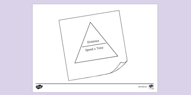 FREE! - Speed Distance Time Triangle On Post It Colouring Sheet