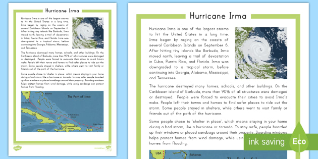 Hurricane Irma Fact File (teacher made)