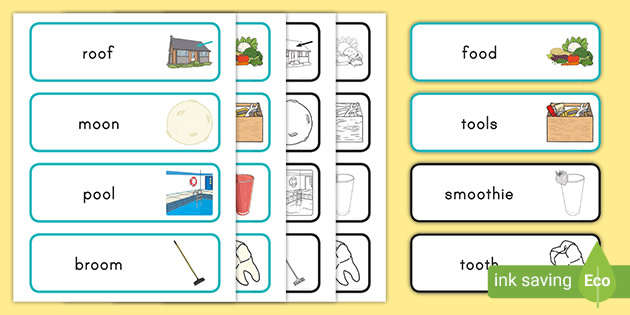 Long -oo Digraph Word Cards (teacher made)