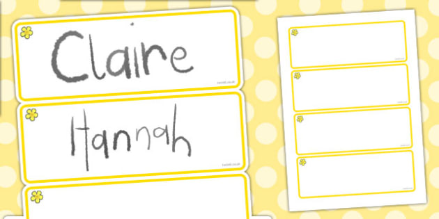 Buttercup Themed Editable Drawer-Peg-Name Labels (Blank)