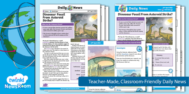 NewsRoom: Asteroid Strike Fossil KS2 Reading Comprehension