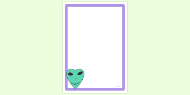FREE! - Simple Blank Heart Alien Page Border | Page Borders | Twinkl