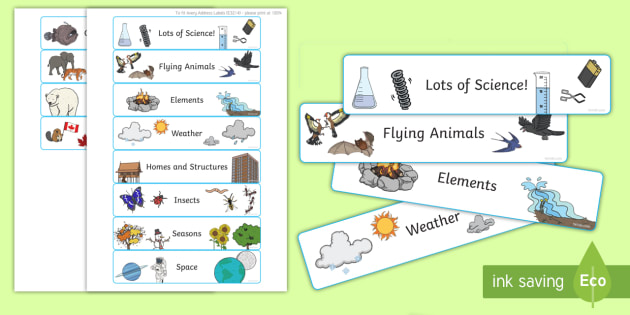Science Book Labels (teacher made)