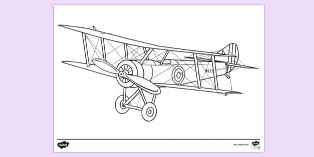 Biplane Colouring Page | Colouring Sheets