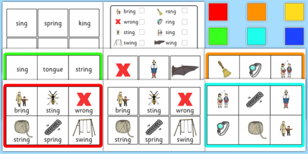Final 'ng' Sound Bingo