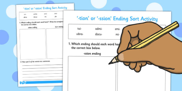 -tion or -ssion Words KS2 Sorting Activity - KS2 Resources