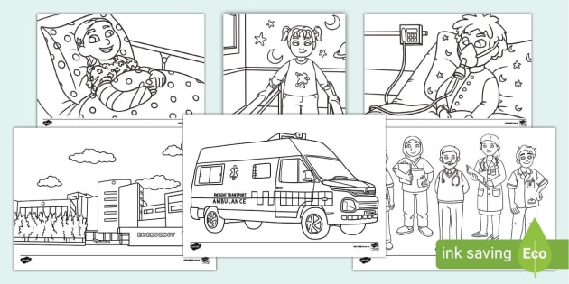Colouring Pages Support Teaching on A Trip To The Hospital