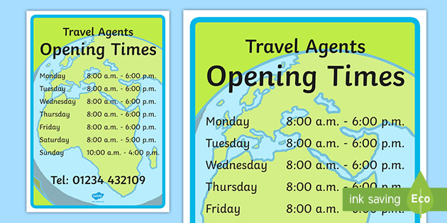 Travel Agents Opening Times (teacher made)