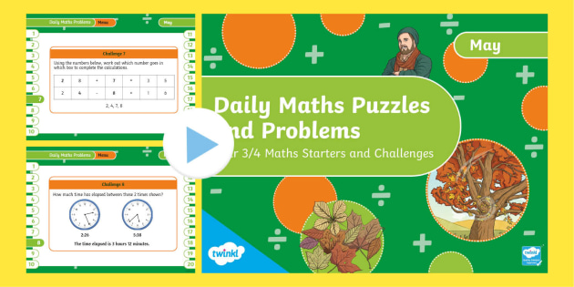 May Year 3/4 Maths Puzzle and Problem Starters