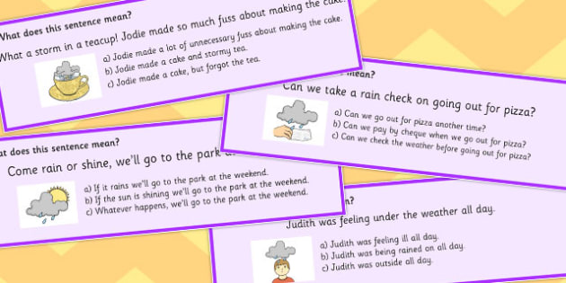 Weather Idioms Multiple Choice Cards (teacher made)