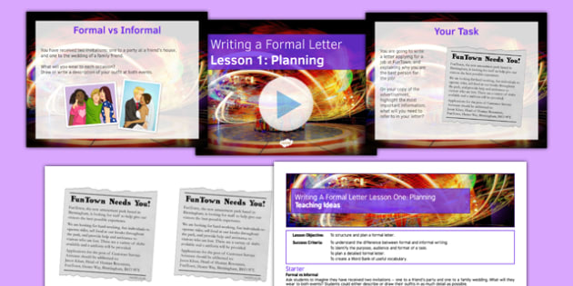 GCSE Writing a Formal Letter Lesson 1 Planning