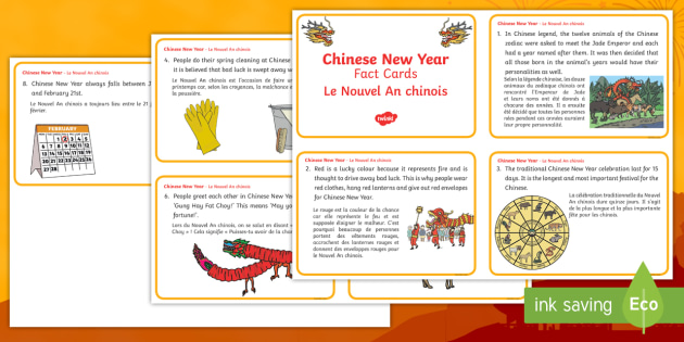 Chinese New Year Fact Cards English/French