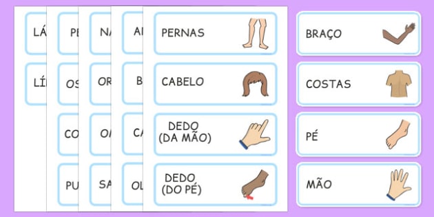 Parts of the Body Topic Words Portuguese (teacher made)