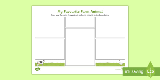 The Farm Aistear My Favourite Animal Writing Frames
