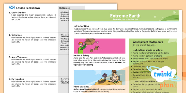 FREE! - Geography: Extreme Earth LKS2 Planning Overview CfE