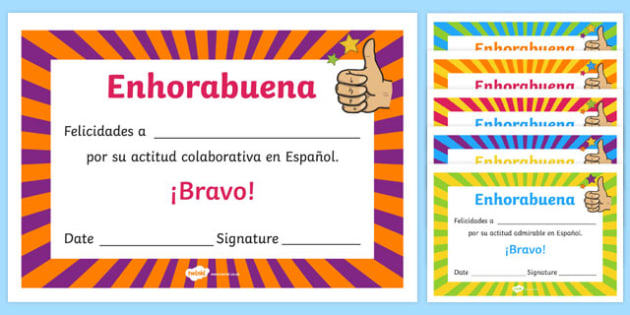 Editable Spanish End of Year Attitude Award Certificate Spanish / Español