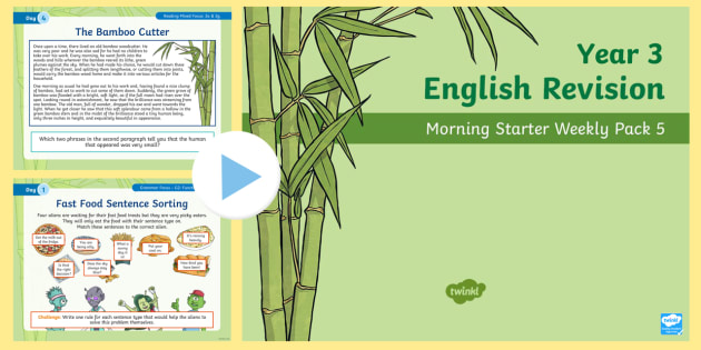 Year 3 English Revision Morning Starter Weekly PowerPoint Pack 5