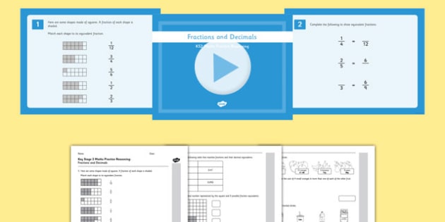 Junior Reasoning Test Practice Fractions and Decimals Resource Pack