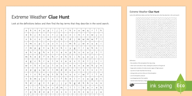 Extreme Weather Clue Hunt Worksheet / Worksheet - The Challenge of Natural