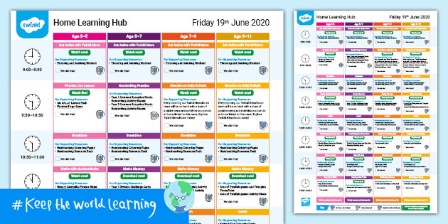 Home Learning Hub Daily Plan Friday 19th June (teacher made)