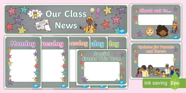 Class News Classroom Notice Board Display Pack