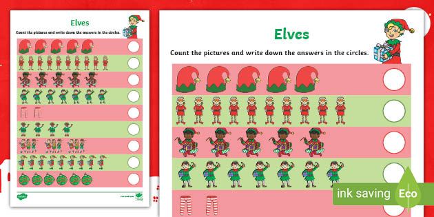 Elf Themed Counting Worksheet / Worksheet (teacher made)